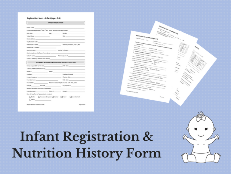 Infant Registration and Nutrition History Form - Well Resourced Dietitian