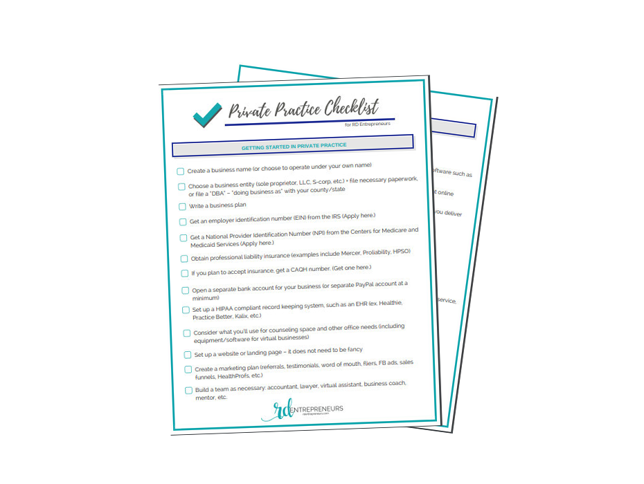 Getting Started in Private Practice | Checklist - Well Resourced Dietitian