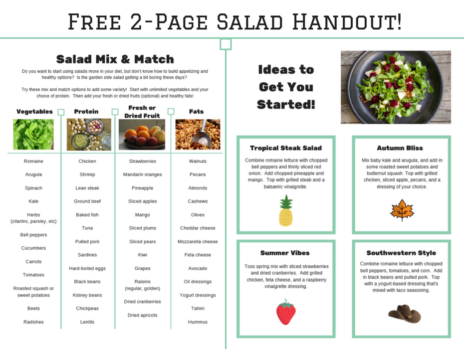 Free Nutrition Education Handout on Building Healthy Salads - Well ...