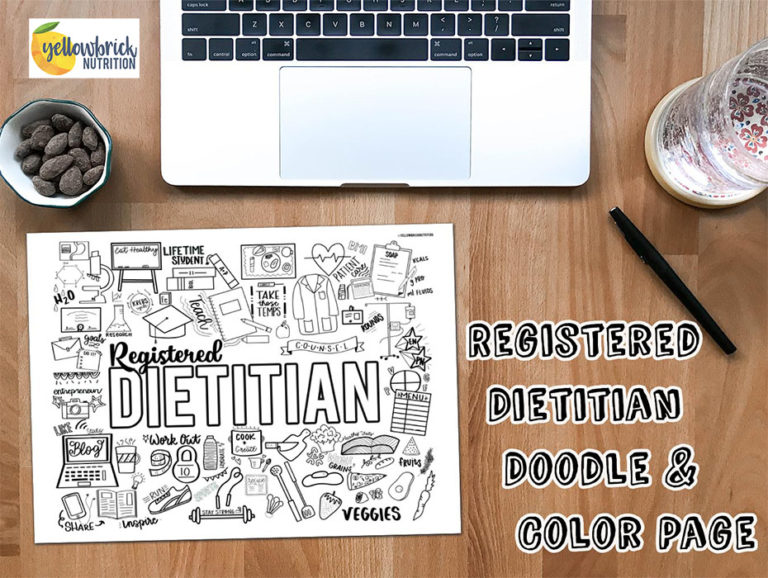 Registered Dietitian Doodle & Color Page - Well Resourced Dietitian