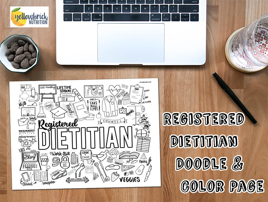 Registered Dietitian Doodle & Color Page - Well Resourced Dietitian