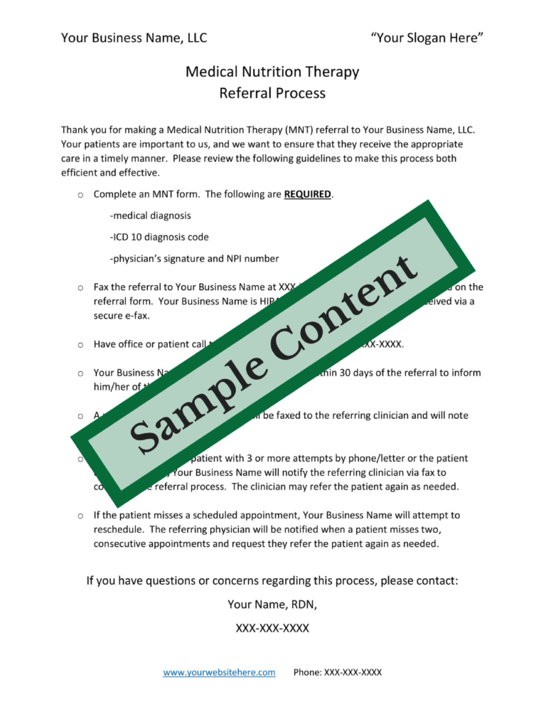 Nutrition Counseling Referral Form - Well Resourced Dietitian