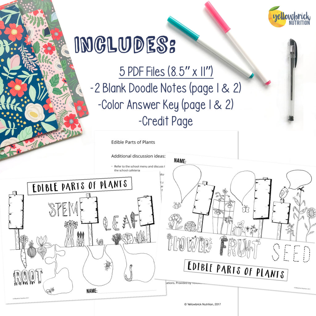 Doodle Note, Edible Parts of Plants, Nutrition Lesson - Well Resourced ...