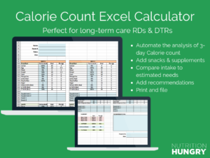 Calorie Count Excel Calculator - Well Resourced Dietitian