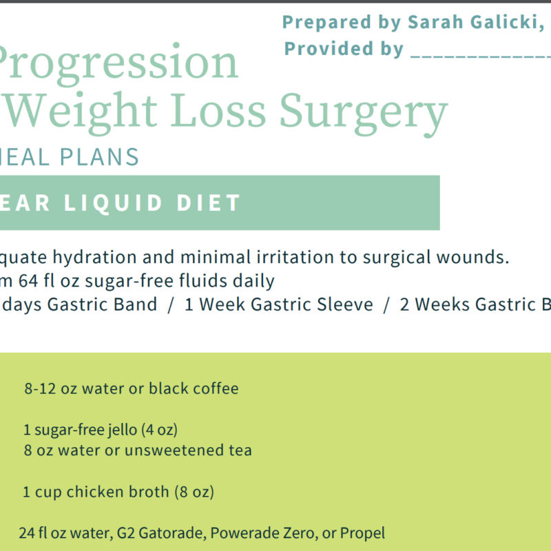Diet Progression After Weight Loss Surgery - Well Resourced Dietitian