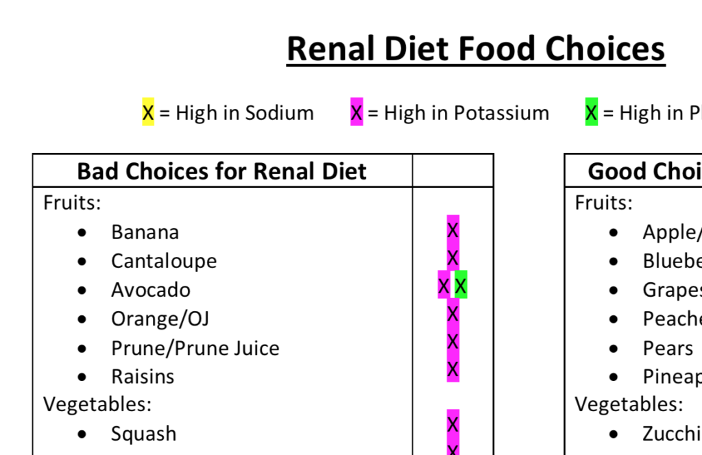 Renal Diet Food Choices - Well Resourced Dietitian