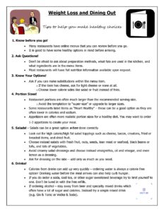 Weight Loss and Dining Out - Well Resourced Dietitian