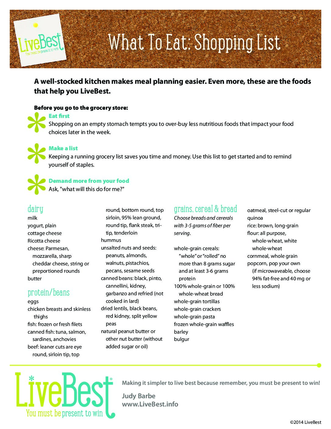 LiveBest Shopping List | Well Resourced Dietitian