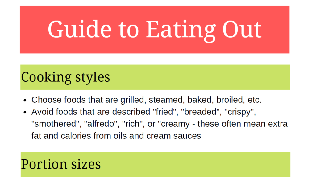 Eating Out Printable Guide - Well Resourced Dietitian
