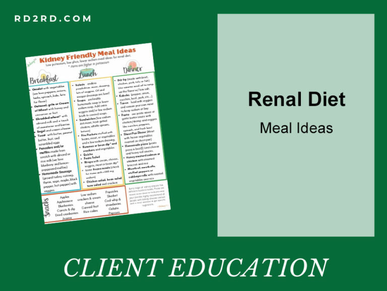 Renal Diet Meal Ideas - Well Resourced Dietitian