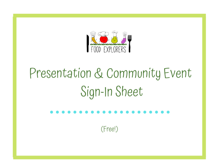Presentation and Community Event Sign-In Sheet - Well Resourced Dietitian