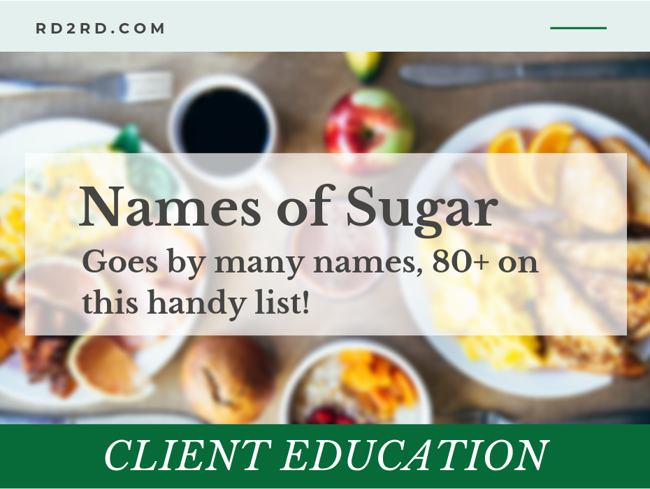 Names of Sugar - Well Resourced Dietitian