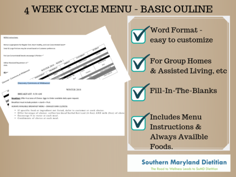 4 Week Cycle Menu - Basic Outline - Well Resourced Dietitian