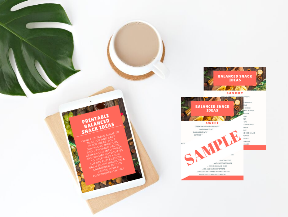 Printable Balanced Snack Ideas - Well Resourced Dietitian