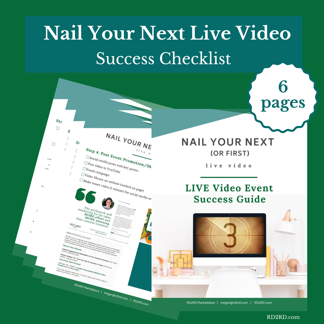 Live Video Toolkit - Well Resourced Dietitian