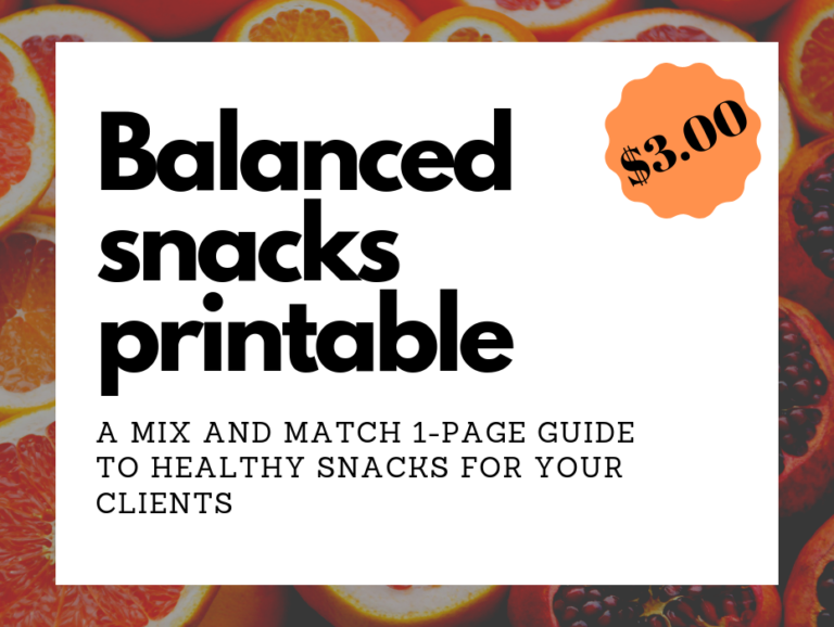 Balanced Snacks Printable - Well Resourced Dietitian