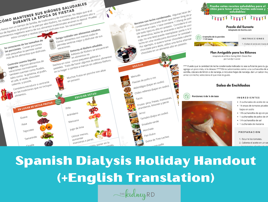 Spanish Dialysis Holiday Handout (+ English Handout) | Well Resourced ...