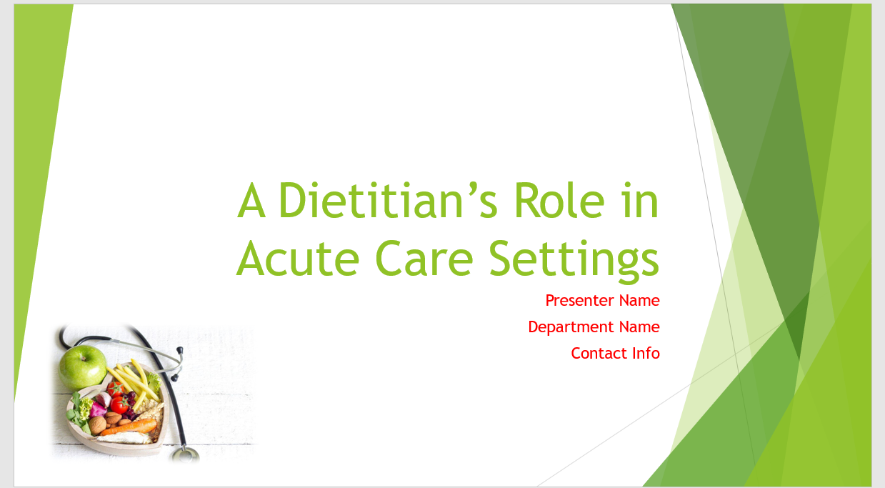 Dietitian Presentation for Hospital Teams - Well Resourced Dietitian