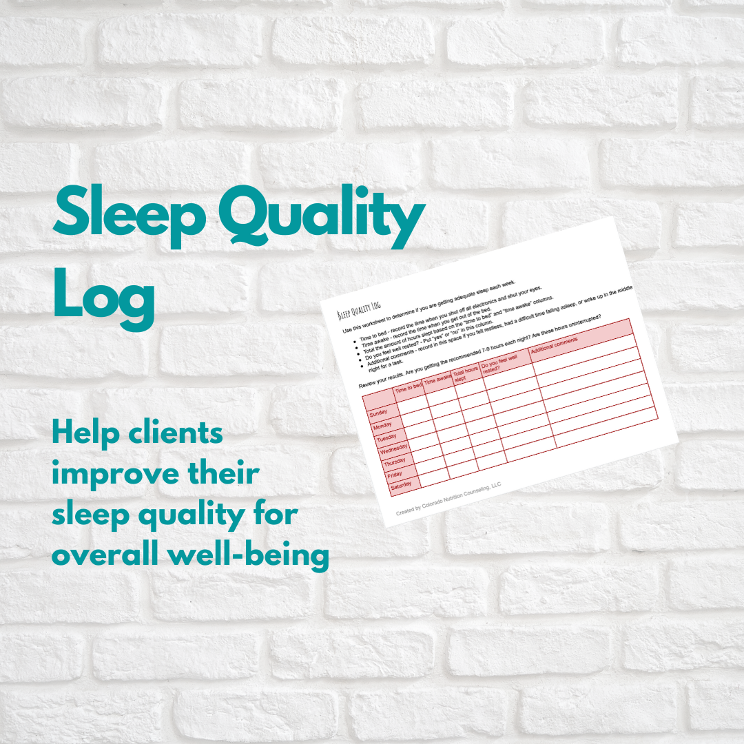 Sleep Quality Log - Well Resourced Dietitian