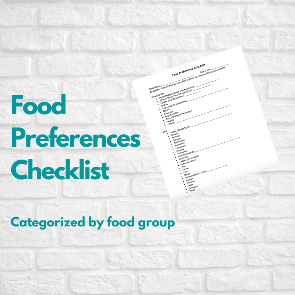 Food Preferences Checklist - Well Resourced Dietitian