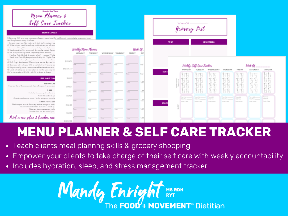 Weekly Menu Planner, Grocery List Template, and Self Care Tracker ...