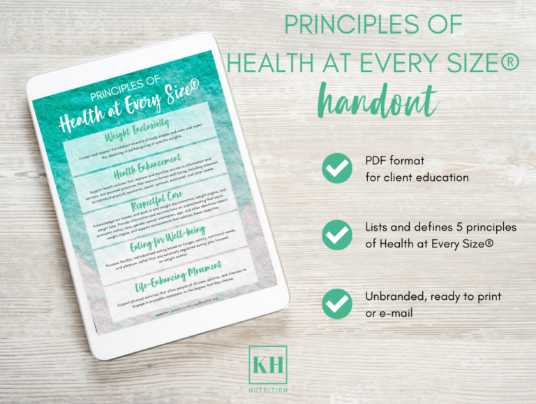 Handout: Principles of Health at Every Size® - Well Resourced Dietitian