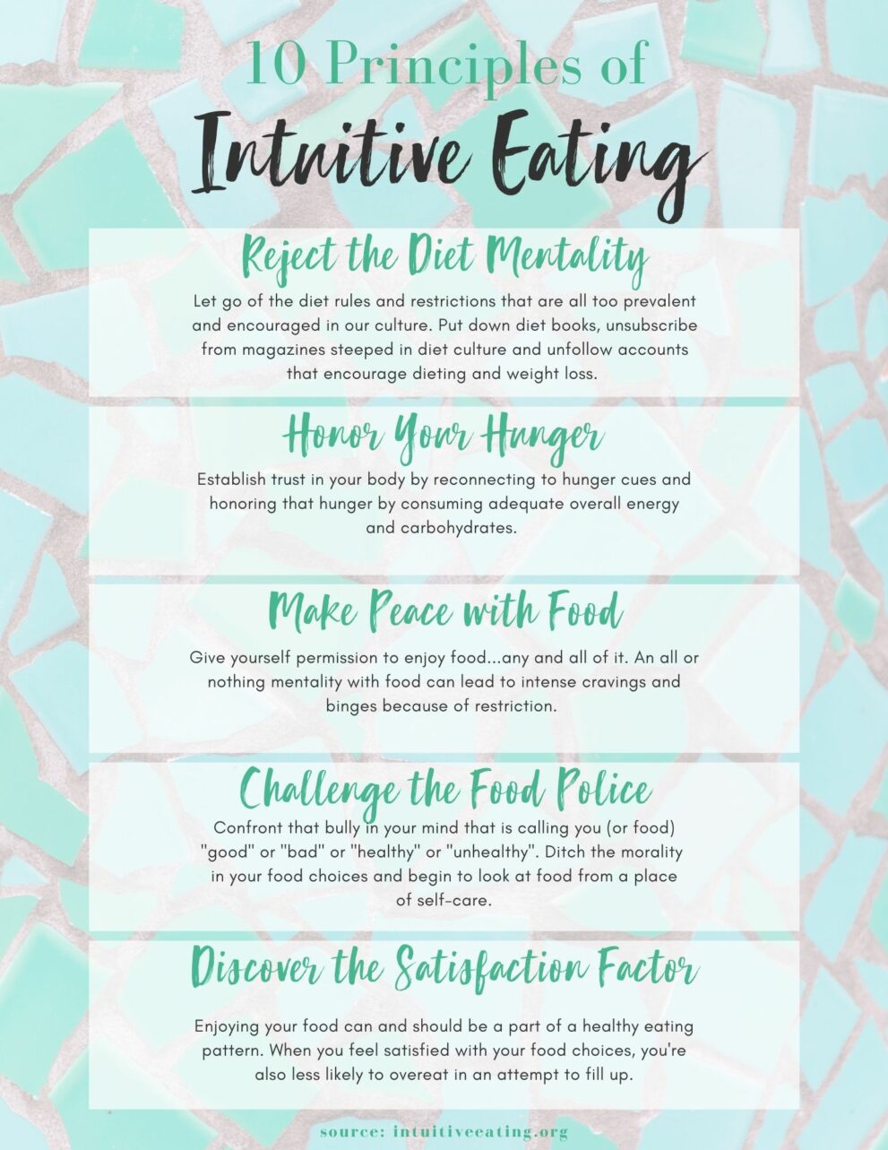 10 Principles of Intuitive Eating Handout for Client Education - Well ...
