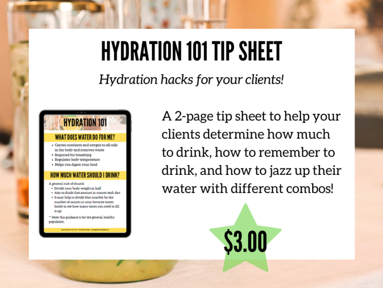 Hydration 101 Tip Sheet - Well Resourced Dietitian