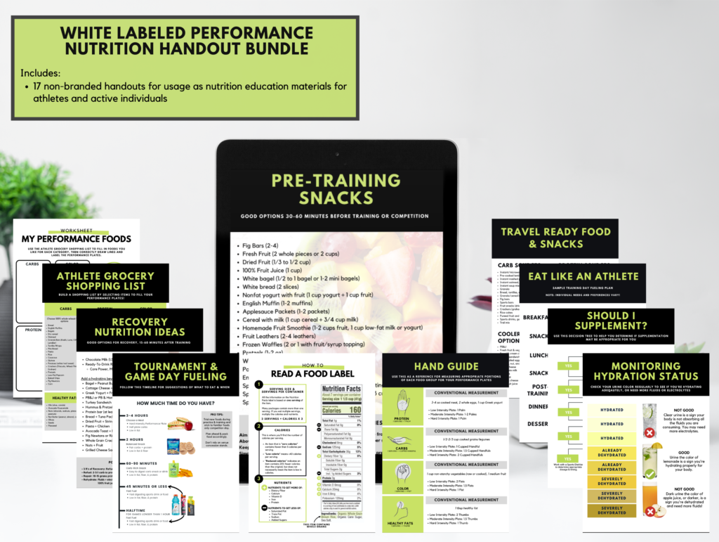 Performance Nutrition Handout Bundle - Well Resourced Dietitian