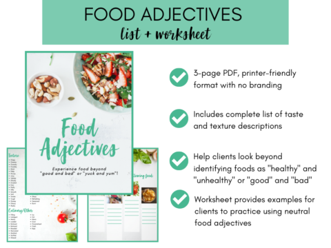 Food Descriptions Handout - Well Resourced Dietitian