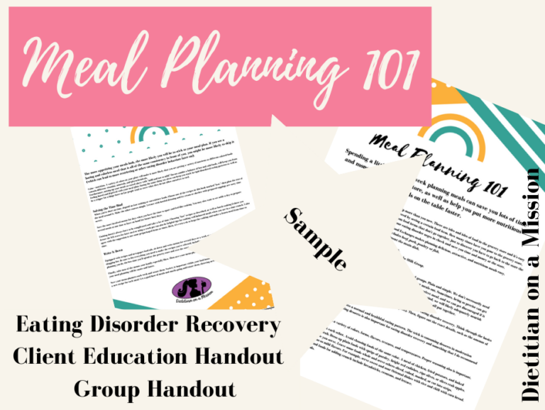 Client Education Handouts for Meal Planning Eating Disorder Recovery ...