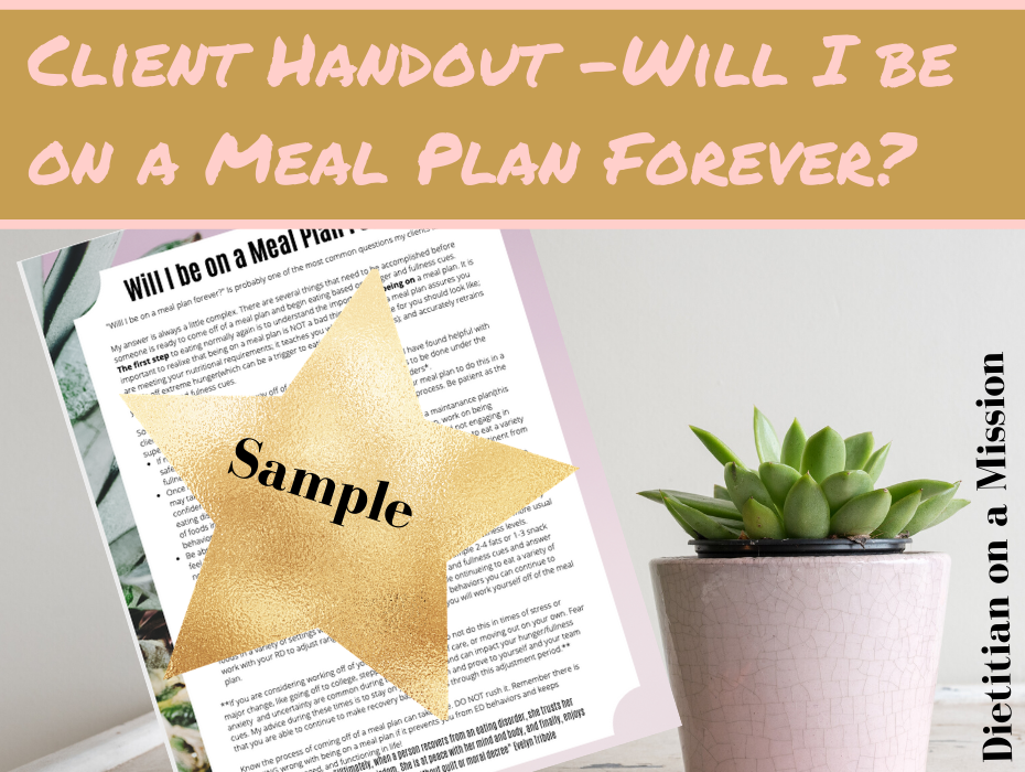 Eating Disorder Meal Plan Handout -Will I be on a Meal Plan Forever ...