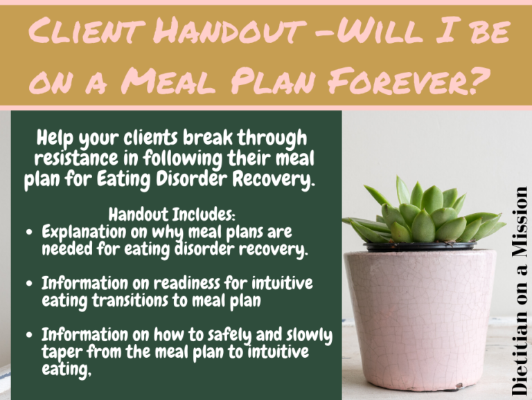 Eating Disorder Meal Plan Handout -Will I be on a Meal Plan Forever ...