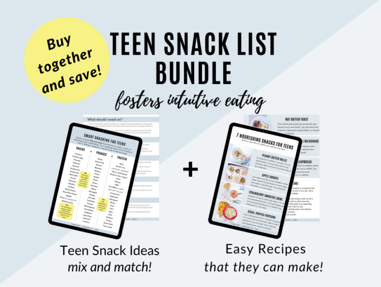 Teen Snack List Bundle - snack lists, simple recipes, fosters intuitive ...