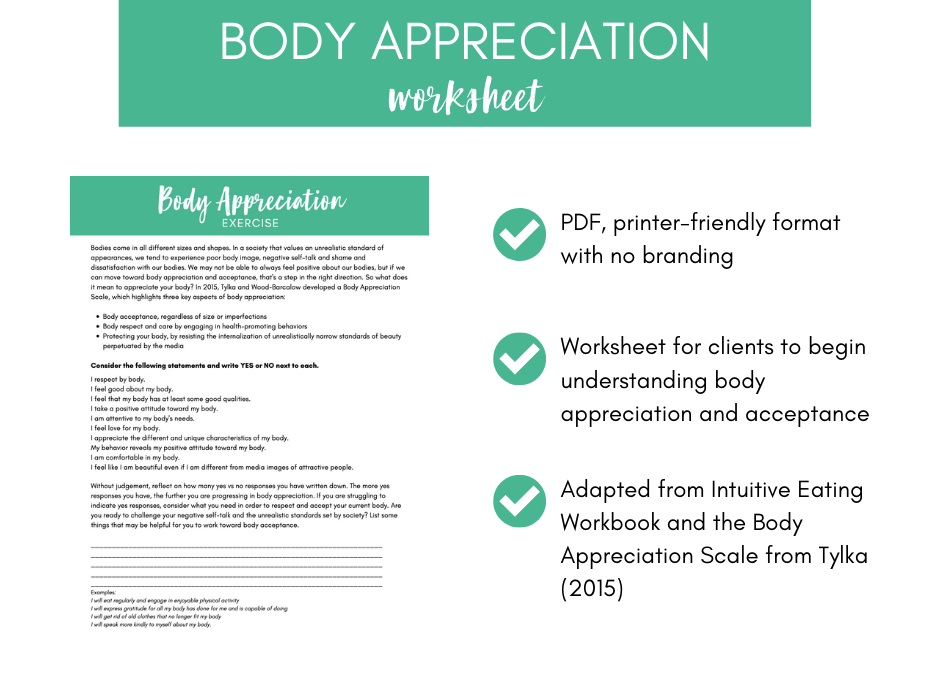 Body Appreciation Exercise - Well Resourced Dietitian