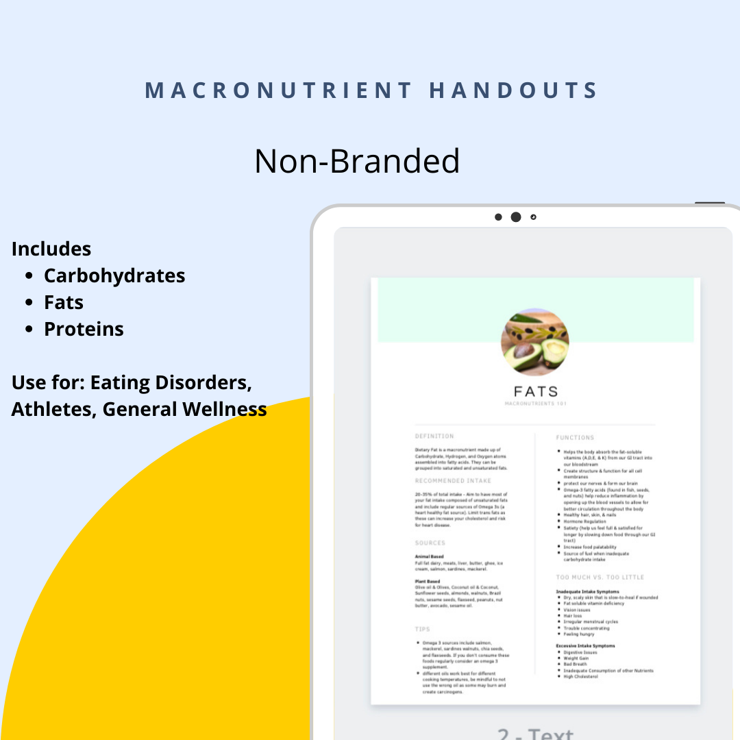 Macronutrient Handouts: Carbohydrates, Fats, and Proteins - Well ...