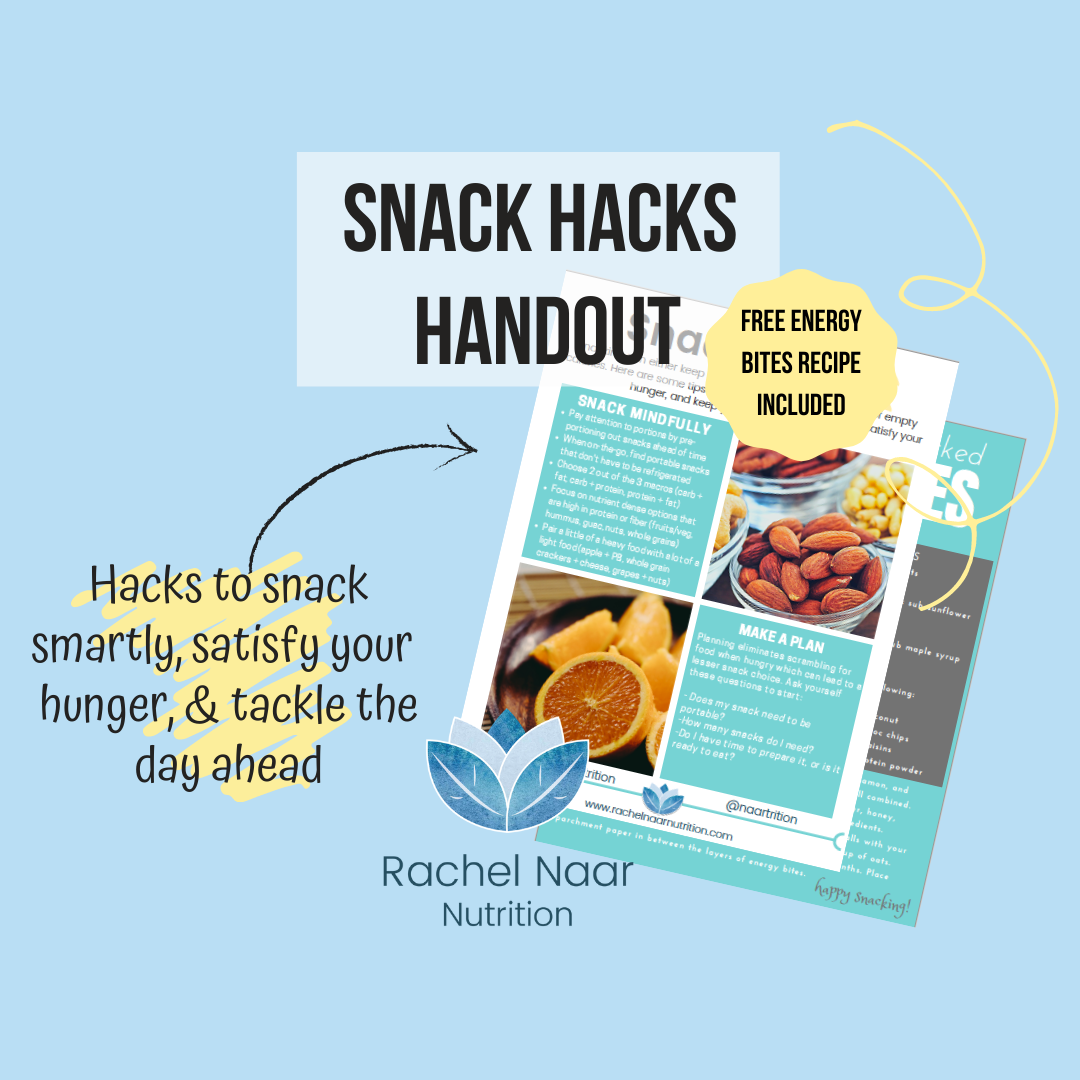 Snack Hacks Handout with FREE Energy Bites Recipe - Well Resourced ...