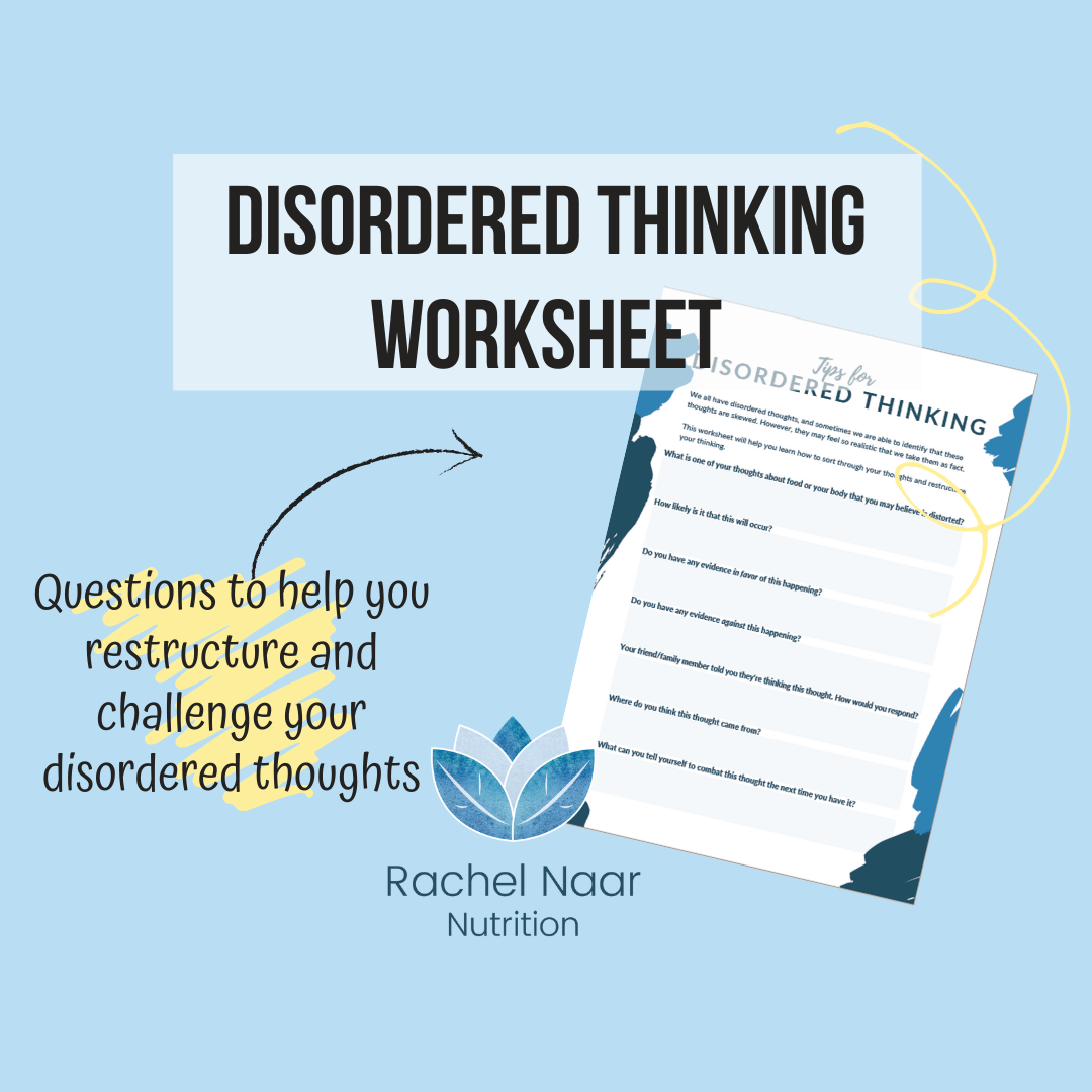 Disordered Thinking Worksheet - Well Resourced Dietitian