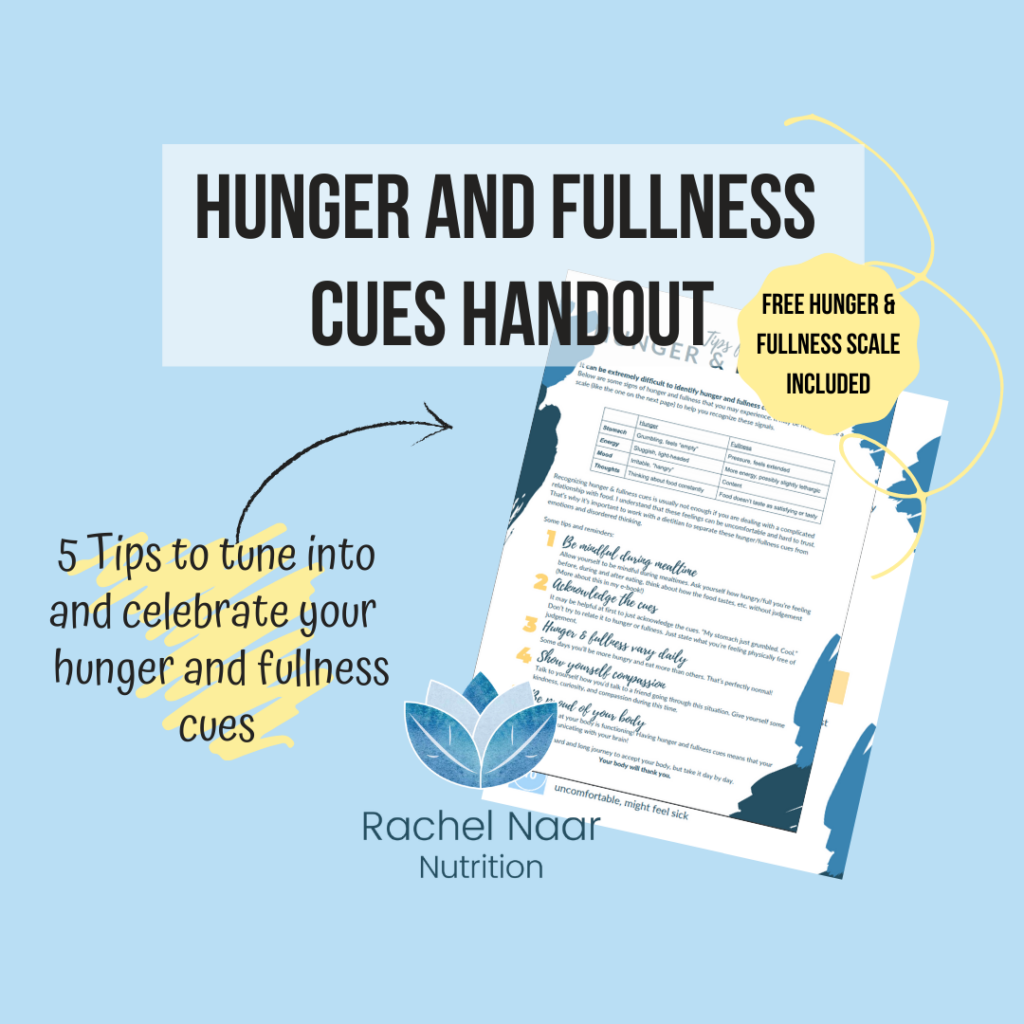 Hunger and Fullness Cues Handout - Well Resourced Dietitian