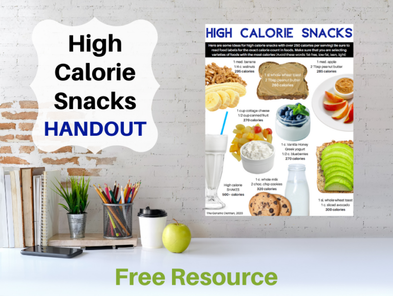High Calorie Snacks HANDOUT - Well Resourced Dietitian