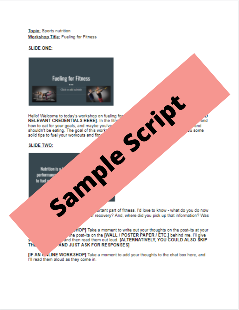 Fueling for Fitness Workshop - Well Resourced Dietitian