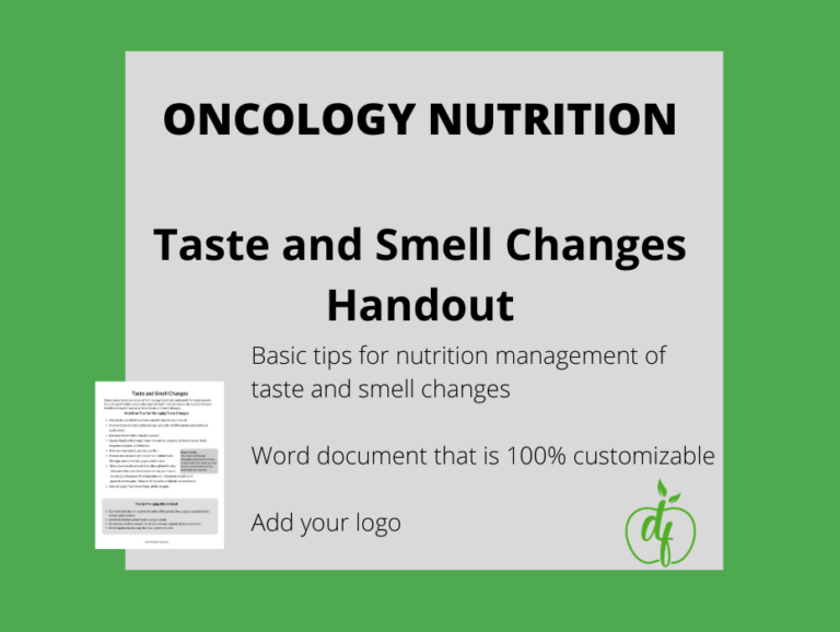 Taste and Smell Changes for Cancer Patients - Well Resourced Dietitian