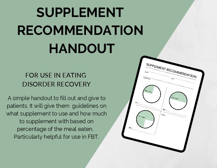 Eating Disorder Supplement Meal Replacement Recommendation Handout ...