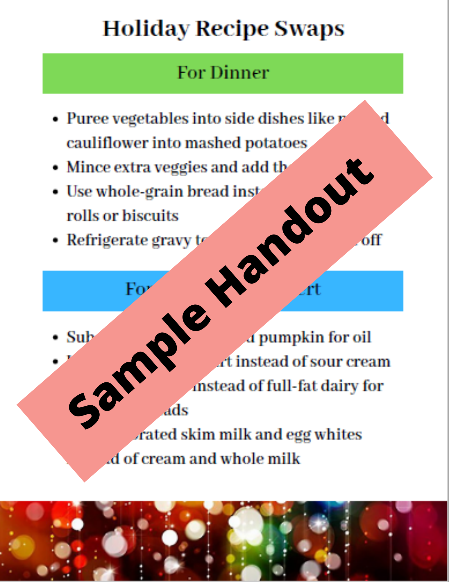 Healthy Holiday Eating Workshop - Well Resourced Dietitian