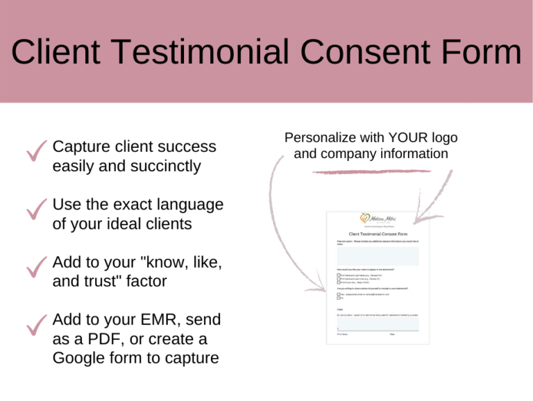 Client Testimonial Consent Form - Well Resourced Dietitian
