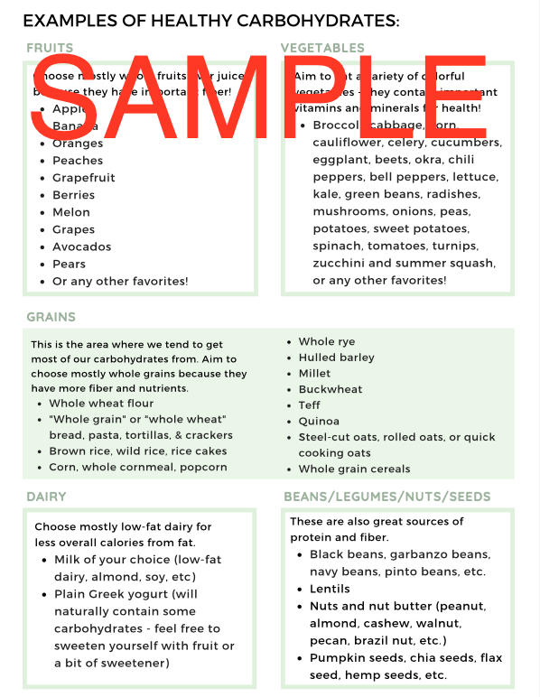 Printable Healthy Carbohydrates Guide with Recipes Included - Well ...