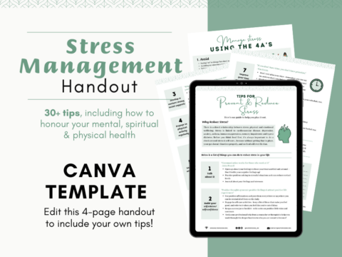 Stress Management Tips Handout and Worksheet - CANVA TEMPLATE - Well ...