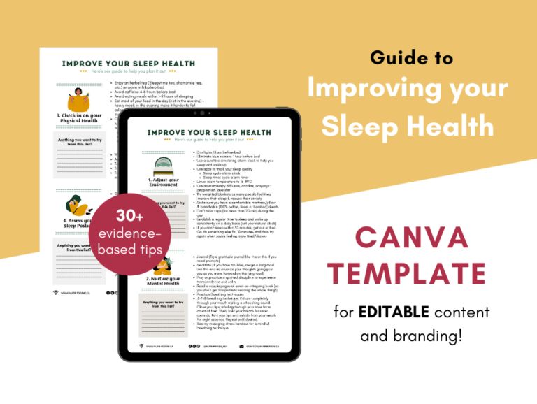 Improving Sleep Quality Handout and Worksheet - CANVA TEMPLATE - Well ...