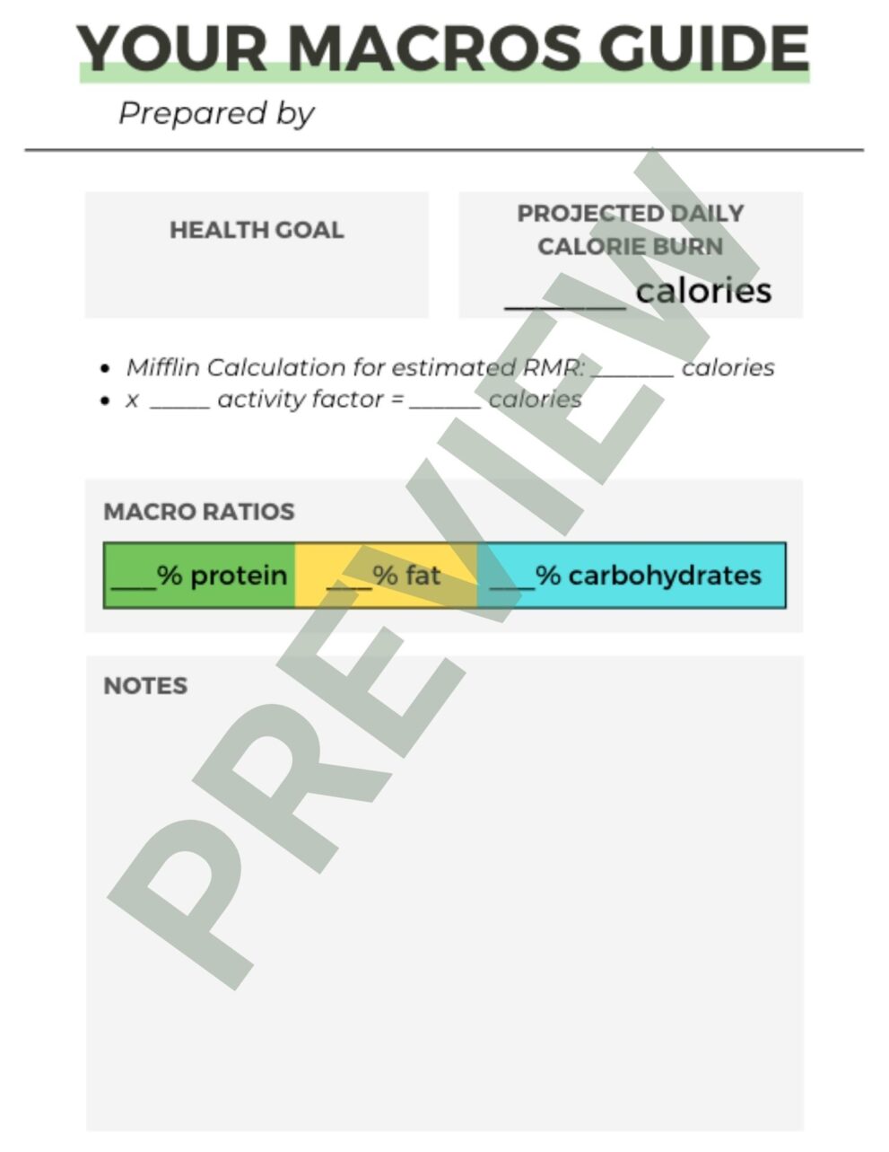 FREE! Macros Guide for Clients–Fill in the Blank - Well Resourced Dietitian