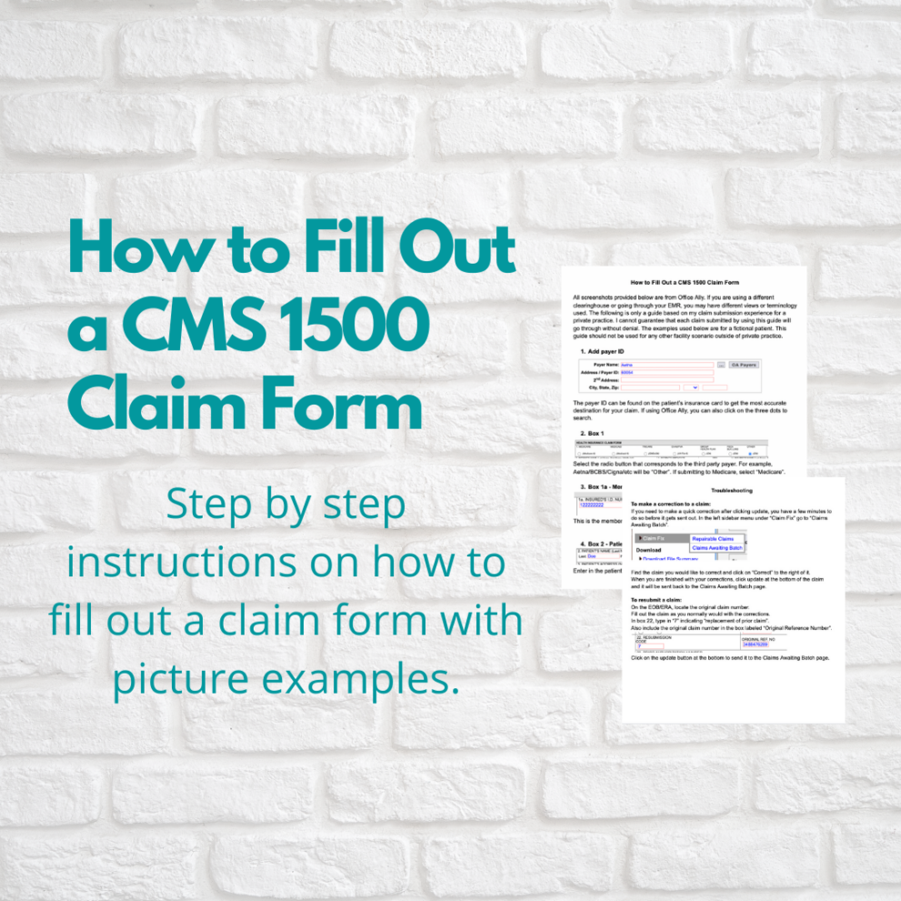How to Fill Out a CMS 1500 Claim Form - Well Resourced Dietitian